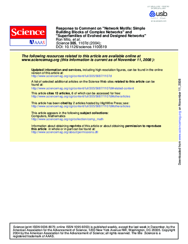 (PDF) Response to Comment on" Network Motifs: Simple Building Blocks of ...
