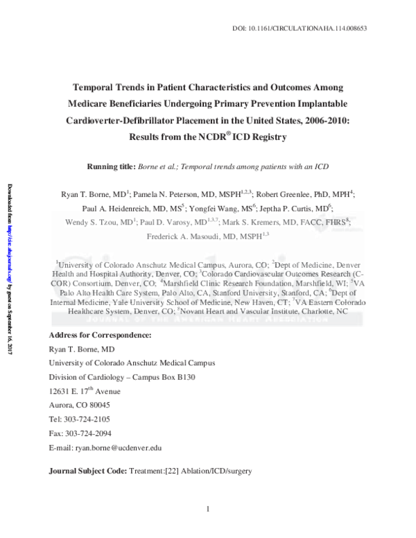 (PDF) Temporal trends in patient characteristics and survival of ...