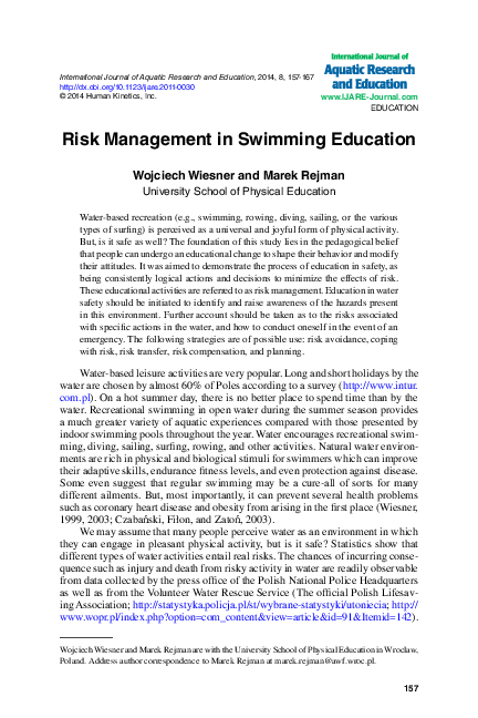 (PDF) Risk Management in Swimming Education