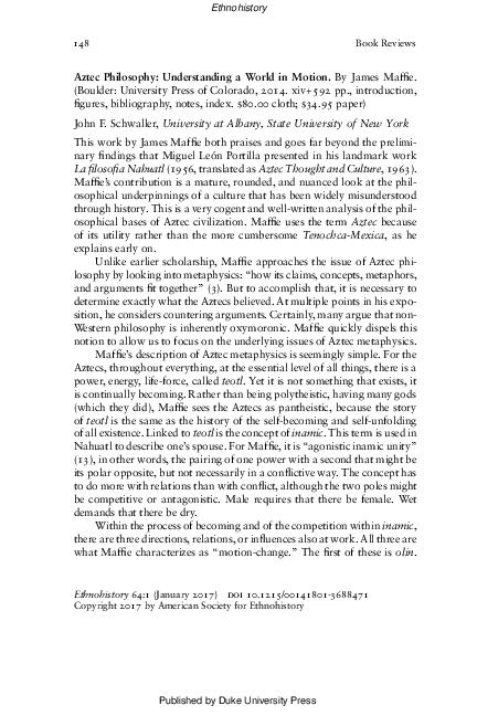 (PDF) Aztec Philosophy: Understanding a World in Motion