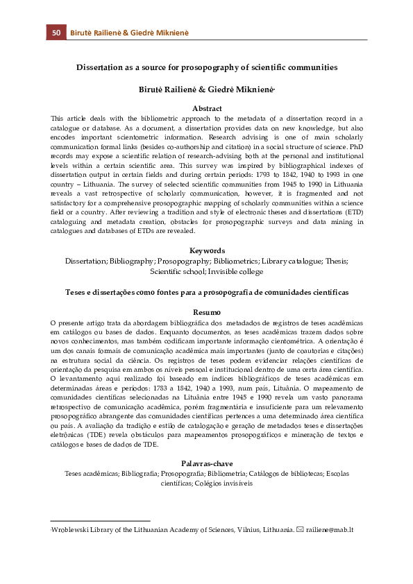 (PDF) Dissertation as a source for prosopography of scientific communities