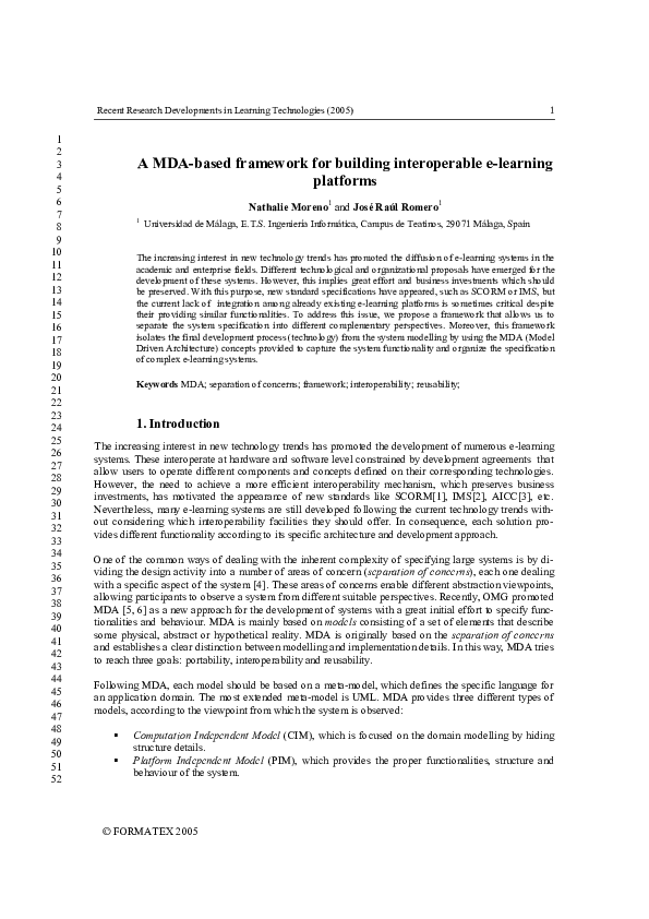 (PDF) A MDA-based framework for building interoperable e-learning platforms