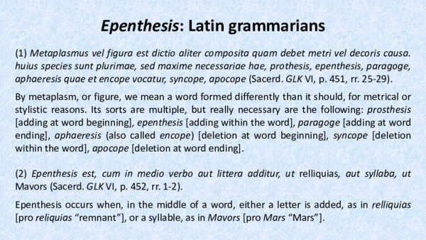 (PDF) Epenthesis in Latin
