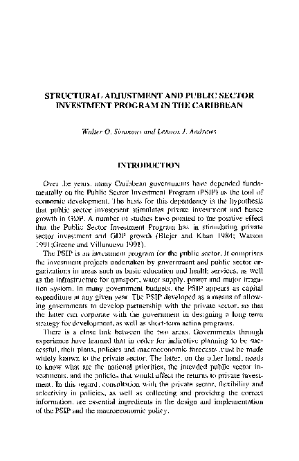 (PDF) Structural adjustment and public sector investiment program in ...