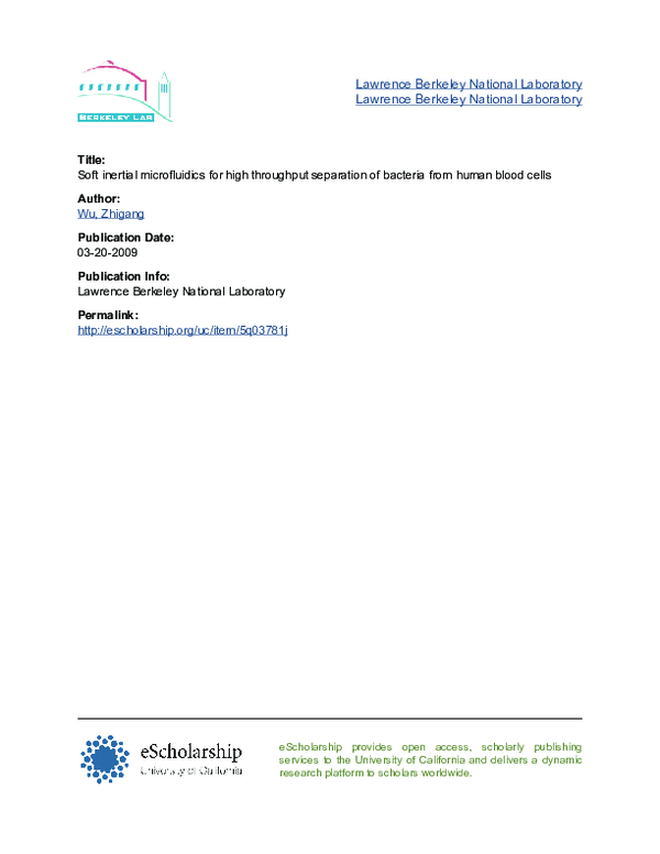 Pdf Soft Inertial Microfluidics For High Throughput Separation Of