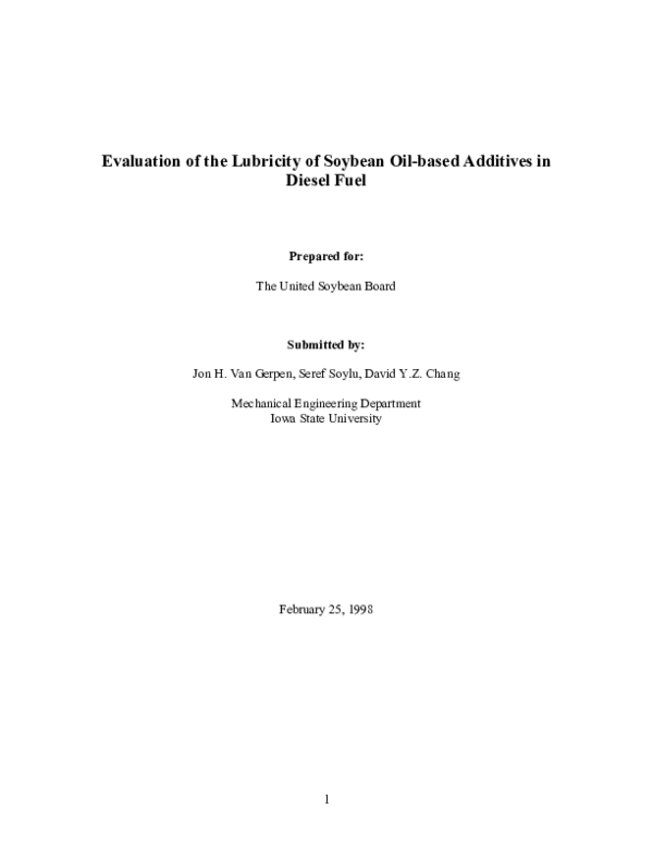 (PDF) Evaluation of the lubricity of soybean oil-based additives in ...