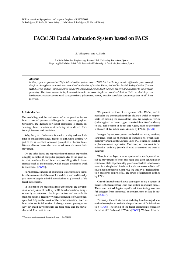 (PDF) FACe! 3D Facial Animation System based on FACS