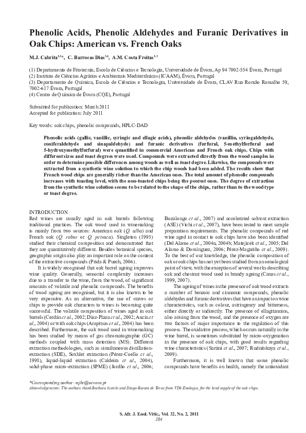 (PDF) Phenolic Acids, Phenolic Aldehydes and Furanic Derivatives in Oak ...