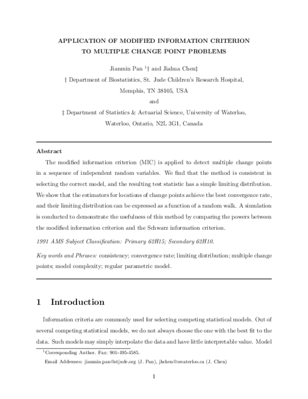 (PDF) Application of modified information criterion to multiple change ...