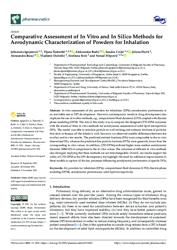 (PDF) Comparative Assessment of In Vitro and In Silico Methods for ...