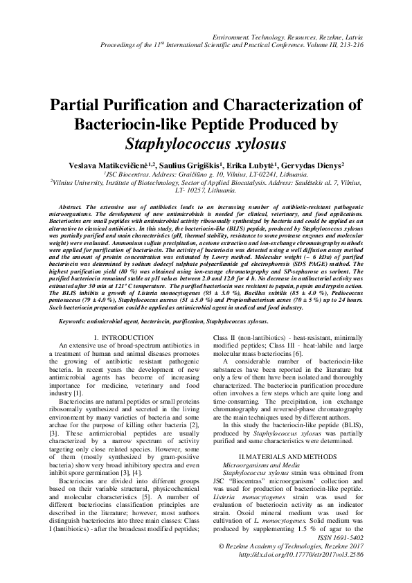 Partial Purification and Characterization of Bacteriocin-Like Peptide ...