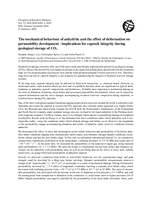 (PDF) The mechanical behaviour of anhydrite and the effect of ...