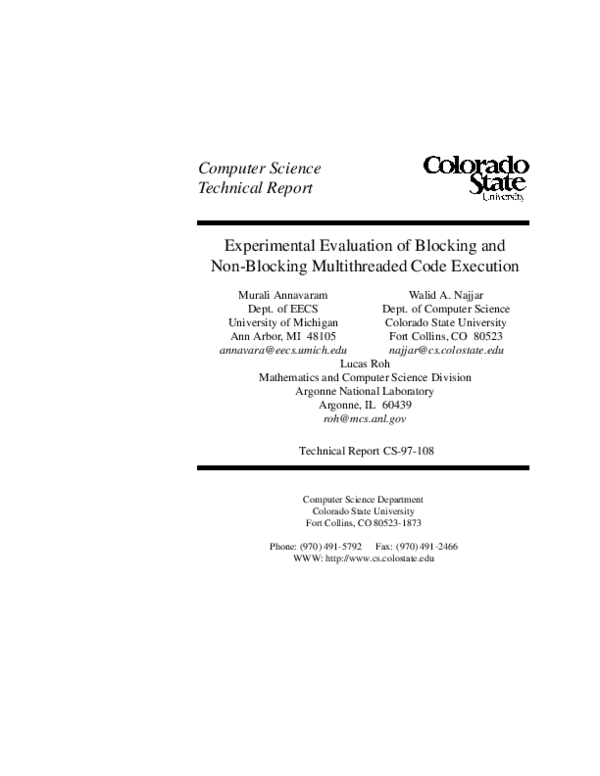Pdf Experimental Evaluation Of Blocking And Non Blocking Multithreaded Code Execution 6091