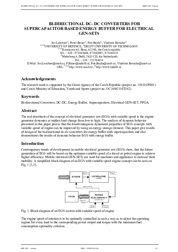 (PDF) Bi-directional DC-DC converters for supercapacitor based energy ...