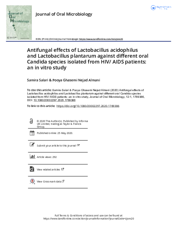 (PDF) Antifungal effects of Lactobacillus acidophilus and Lactobacillus plantarum againstCandida ...