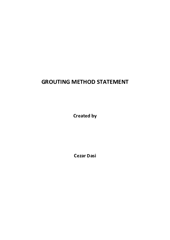 (PDF) GROUTING METHOD STATEMENT