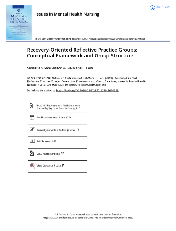 (PDF) Recovery-Oriented Reflective Practice Groups: Conceptual ...