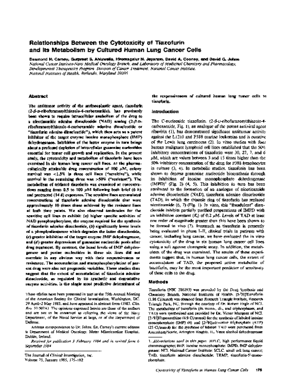 (PDF) Relationships between the cytotoxicity of tiazofurin and its ...