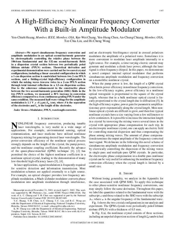 (PDF) A high-efficiency nonlinear frequency converter with a built-in amplitude modulator | An ...