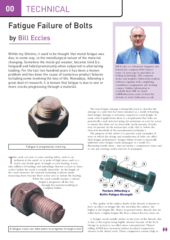 (PDF) TECHNICAL 00 Fatigue Failure of Bolts