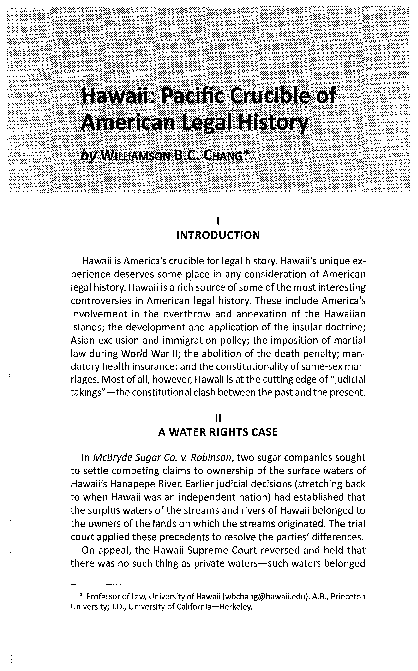 (PDF) Hawaii: Pacific Crucible of American Legal History