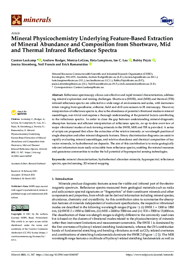 (PDF) Mineral Physicochemistry Underlying Feature-Based Extraction of ...