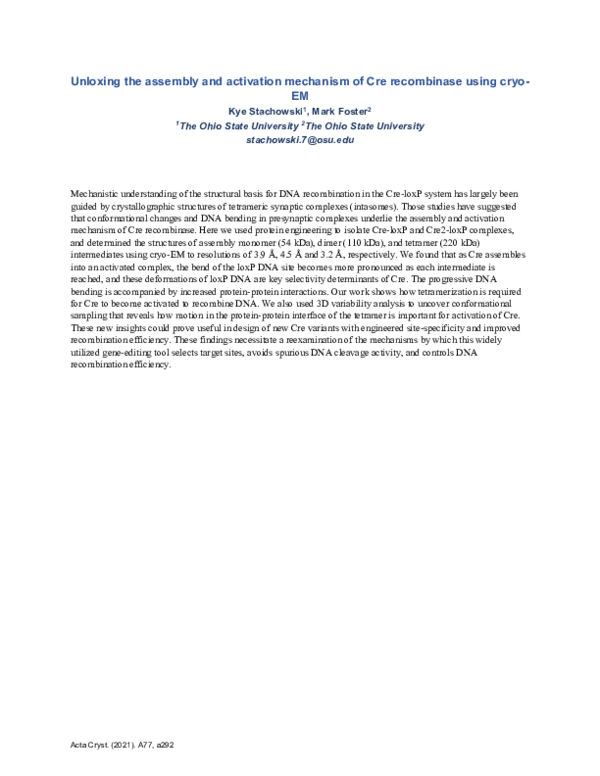 (PDF) Unloxing the assembly and activation mechanism of Cre recombinase ...