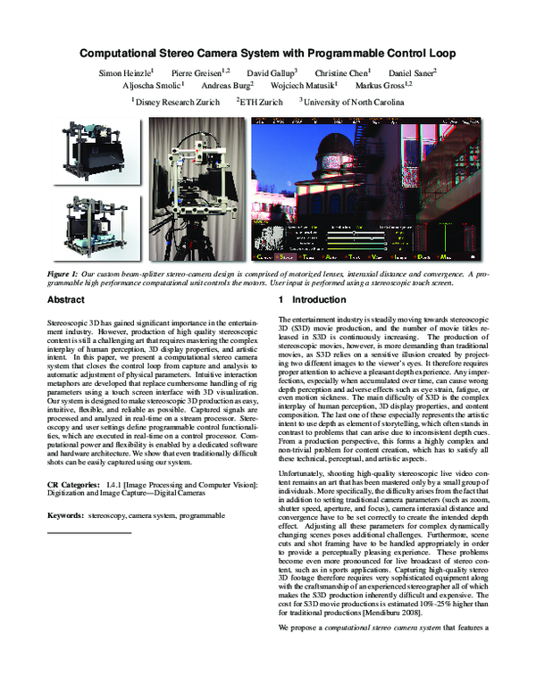 (PDF) Computational stereo camera system with programmable control loop