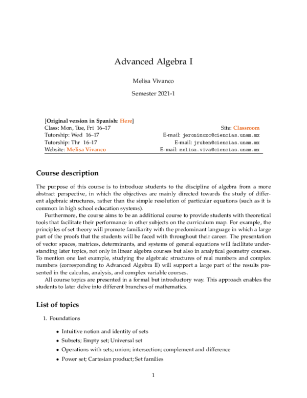 (PDF) Advanced Algebra I