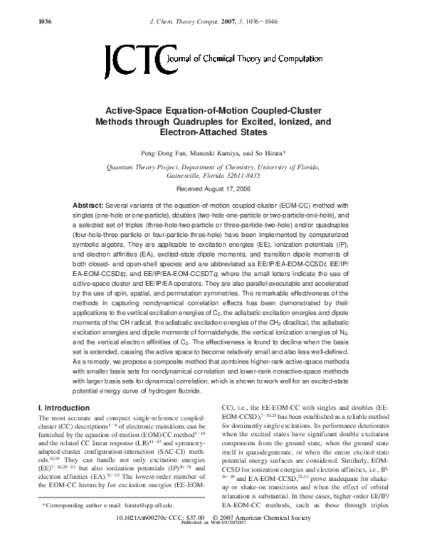 (PDF) Active-Space Equation-of-Motion Coupled-Cluster Methods through Quadruples for Excited ...