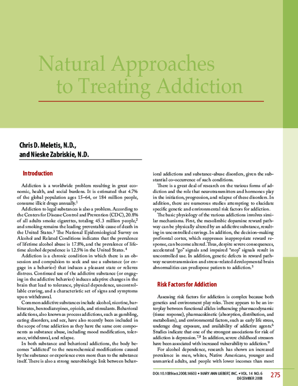 (PDF) Natural Approaches to Treating Addiction