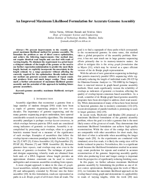 (PDF) An improved maximum likelihood formulation for accurate genome ...