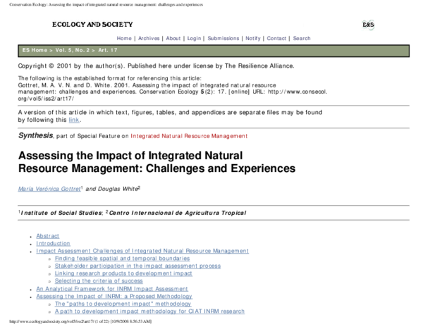 (PDF) Assessing the Impact of Integrated Natural Resource Management ...