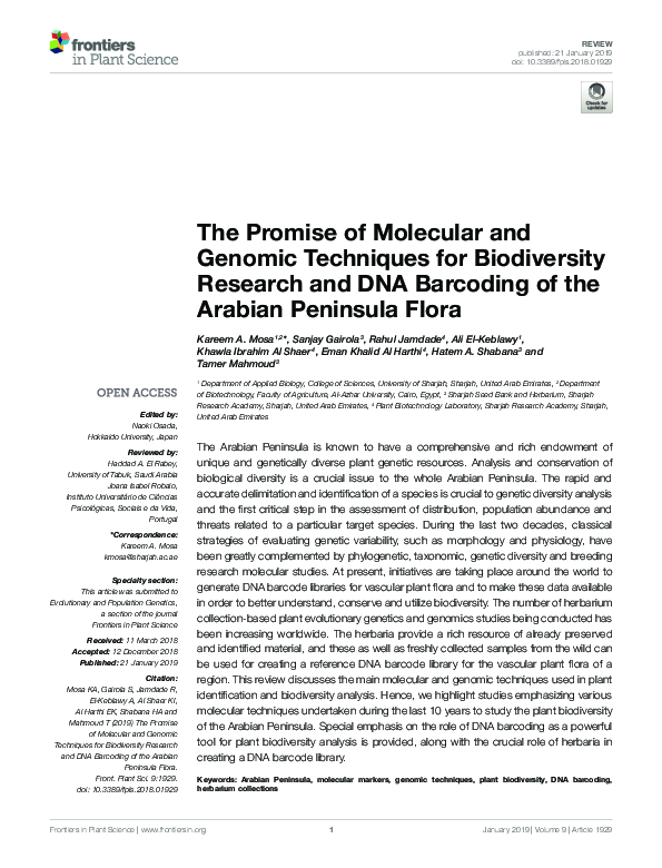(PDF) The Promise of Molecular and Genomic Techniques for Biodiversity Research and DNA ...