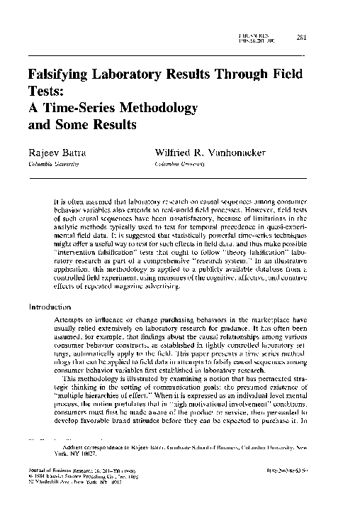 (PDF) Falsifying laboratory results through field tests: A time-series ...