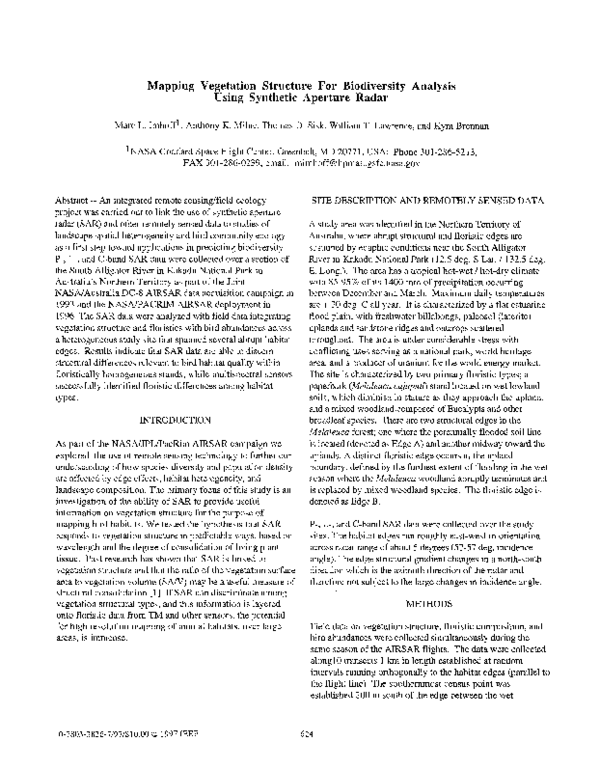 (PDF) Mapping vegetation structure for biodiversity analysis using ...