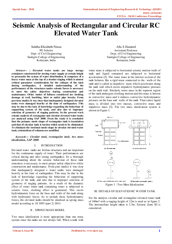 (PDF) Seismic Analysis of Rectangular and Circular RC Elevated Water Tank