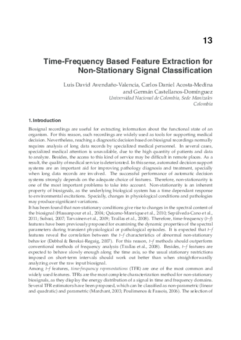 (PDF) Time-Frequency Based Feature Extraction for Non-Stationary Signal Classification