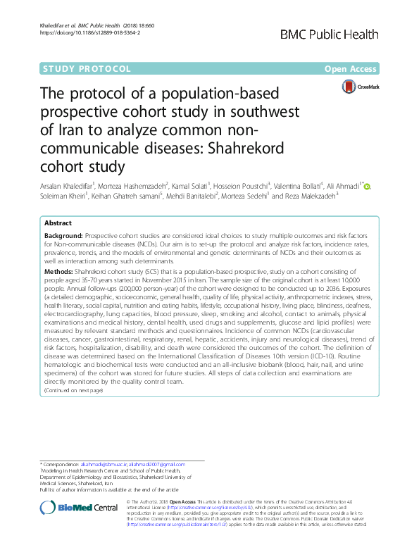 (PDF) The protocol of a population-based prospective cohort study in ...