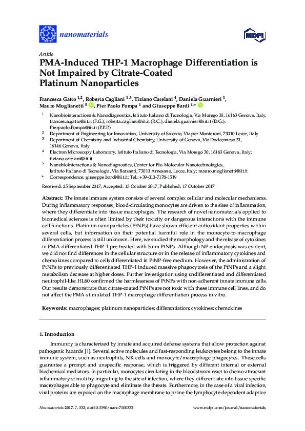 (PDF) PMA-Induced THP-1 Macrophage Differentiation is Not Impaired by ...
