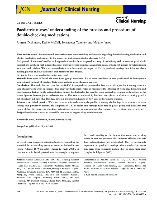 (PDF) Paediatric nurses' understanding of the process and procedure of ...