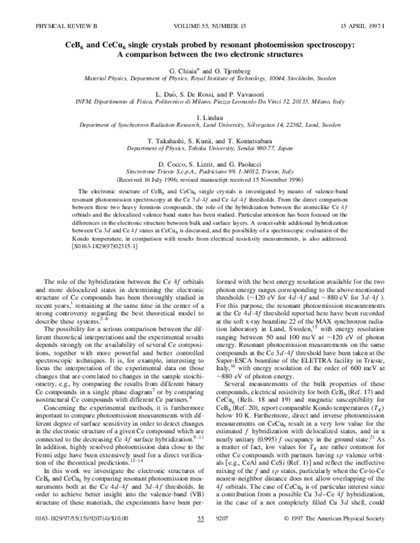 (PDF) CeB6andCeCu6single crystals probed by resonant photoemission ...