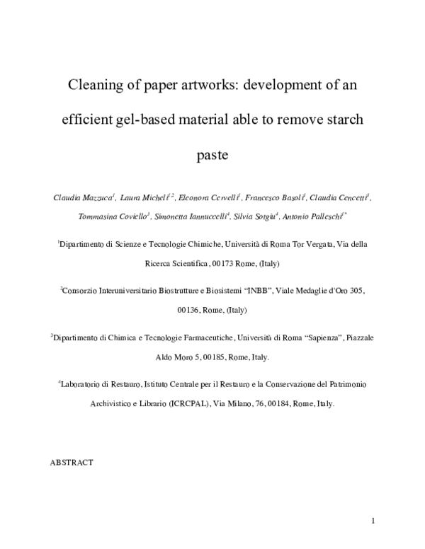 (PDF) Cleaning of Paper Artworks: Development of an Efficient Gel-Based ...