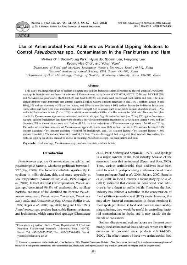 (PDF) Use of Antimicrobial Food Additives as Potential Dipping ...