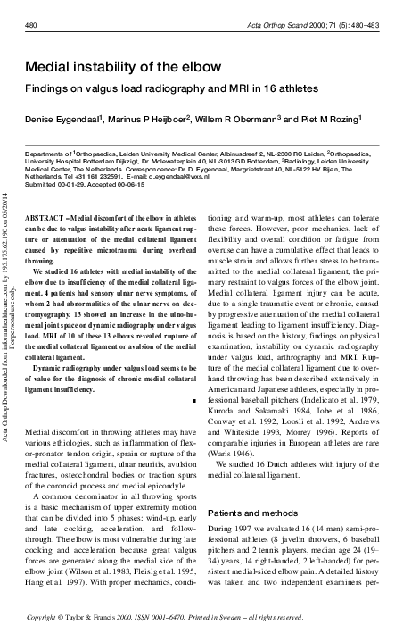 (PDF) Medial instability of the elbow: Findings on valgus load ...