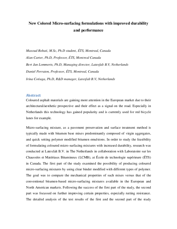 (PDF) New Colored Micro-surfacing Formulation with Improved Durability ...