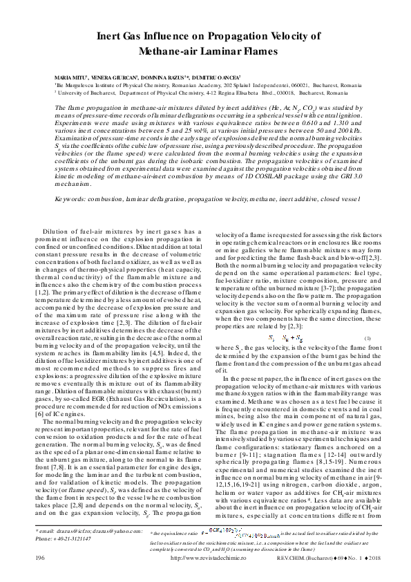 (PDF) Inert Gas Influence on Propagation Velocity of Methane-air ...