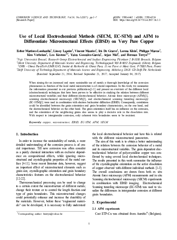 (PDF) Use of Local Electrochemical Methods (SECM, EC-STM) and AFM to ...