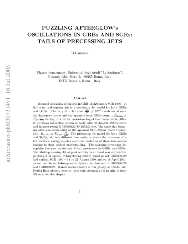 (PDF) Puzzling afterglow's oscillations in GRBs and SGRs: Tails of ...