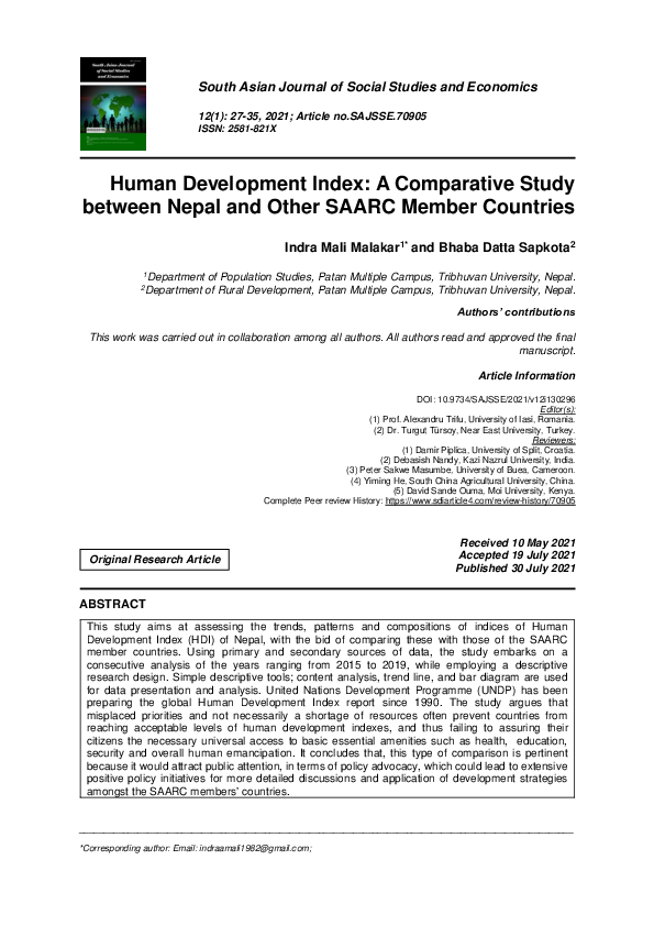 (PDF) Human Development Index: A Comparative Study between Nepal and ...